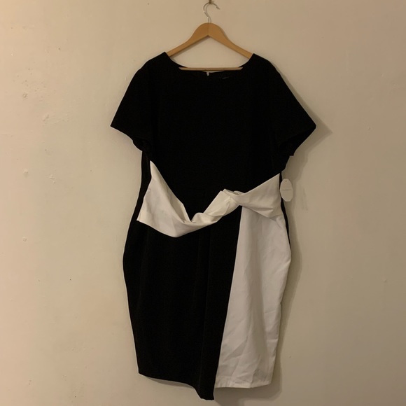 paper doll | Dresses | Black And White Color Block Dress From Paper ...